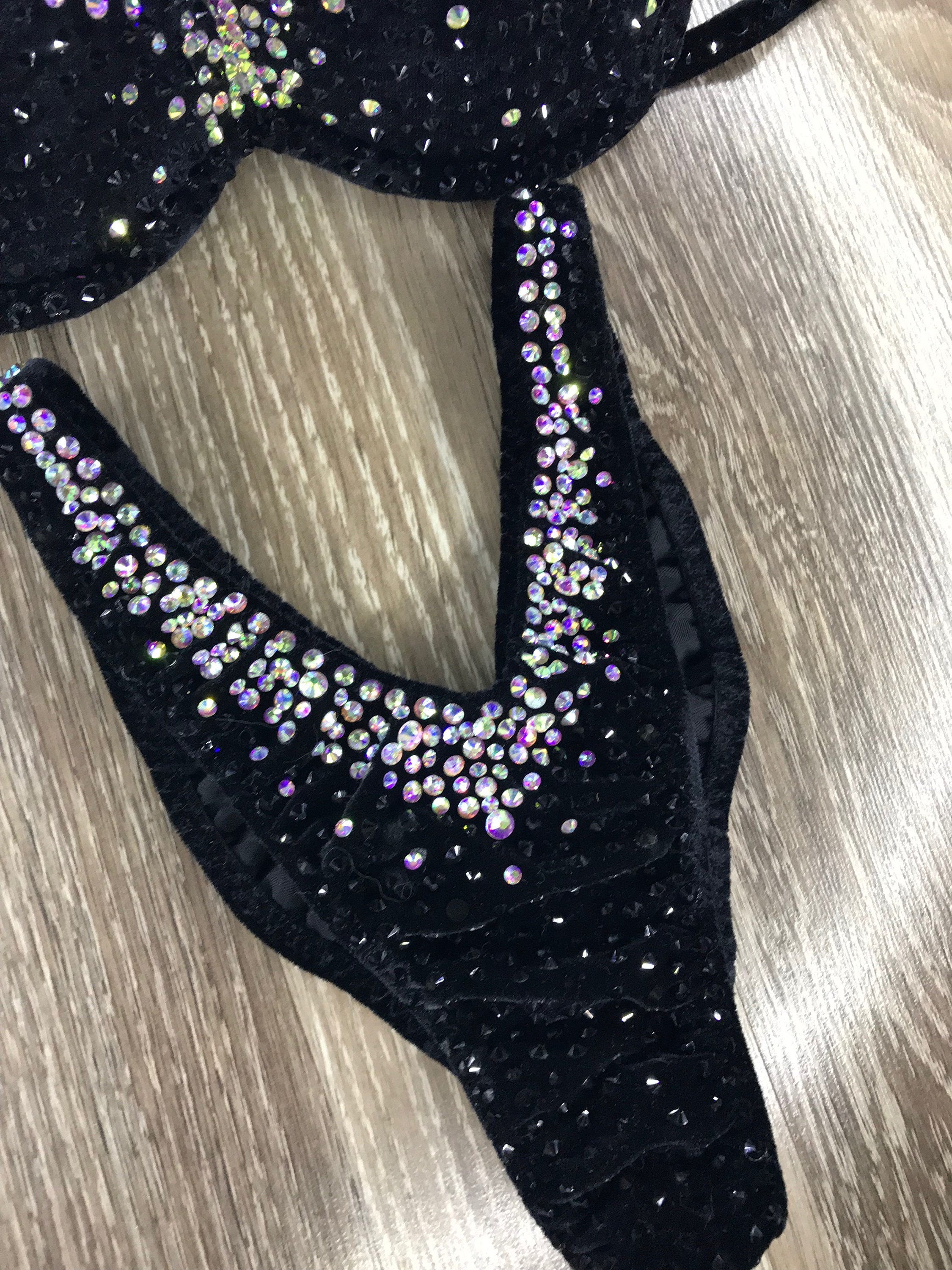Black Bikini Competition Bikini Set Rhinestone Fitness - Etsy UK