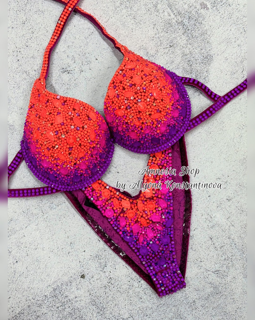 Neon Competition Bikini - Rhinestone Fitness - NPC - IFBB - WBFF ...