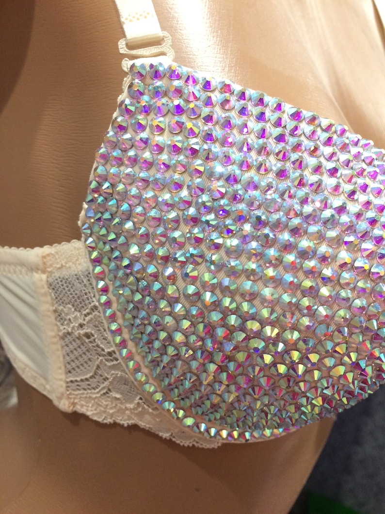 Sexy Bra Bra Rhinestones White Bra Rave Bra Party Bra | Etsy