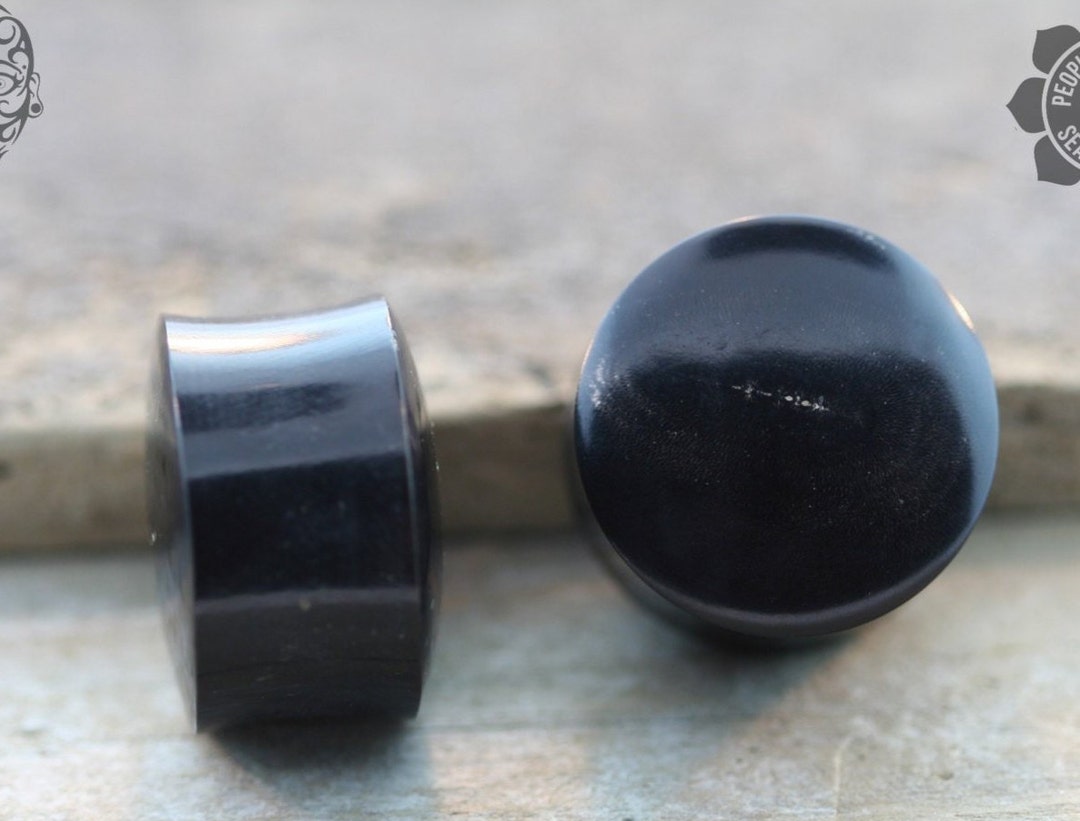 People's Jewelry - Buffalo Horn Plugs. Really Simple and Black, Double ...