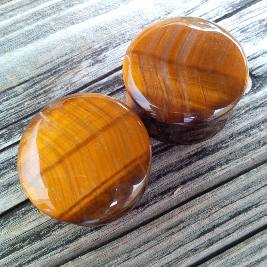 Diablo - Yellow Tiger's Eye Double Flare Plugs - Etsy