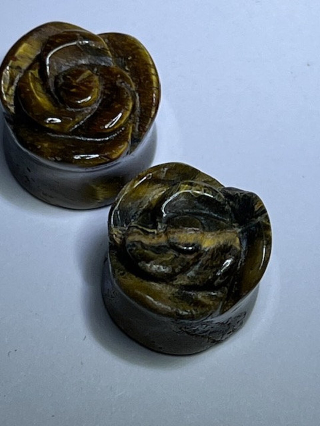 Diablo - Yellow Tiger's Eye Double Flare Rose Carving Plugs - Etsy