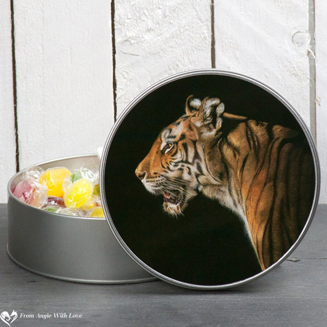 Tiger Round Storage Tin - Etsy