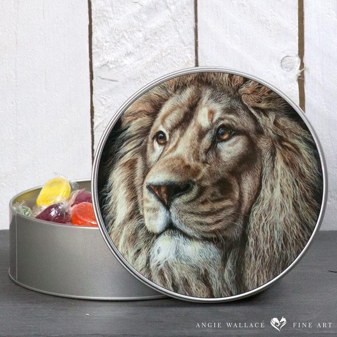 Lion Storage Round Tin - Etsy