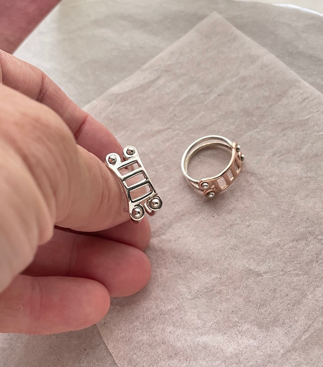 Bridge Armor Ring Camille Hempel Armor Ring Rose Gold or - Etsy