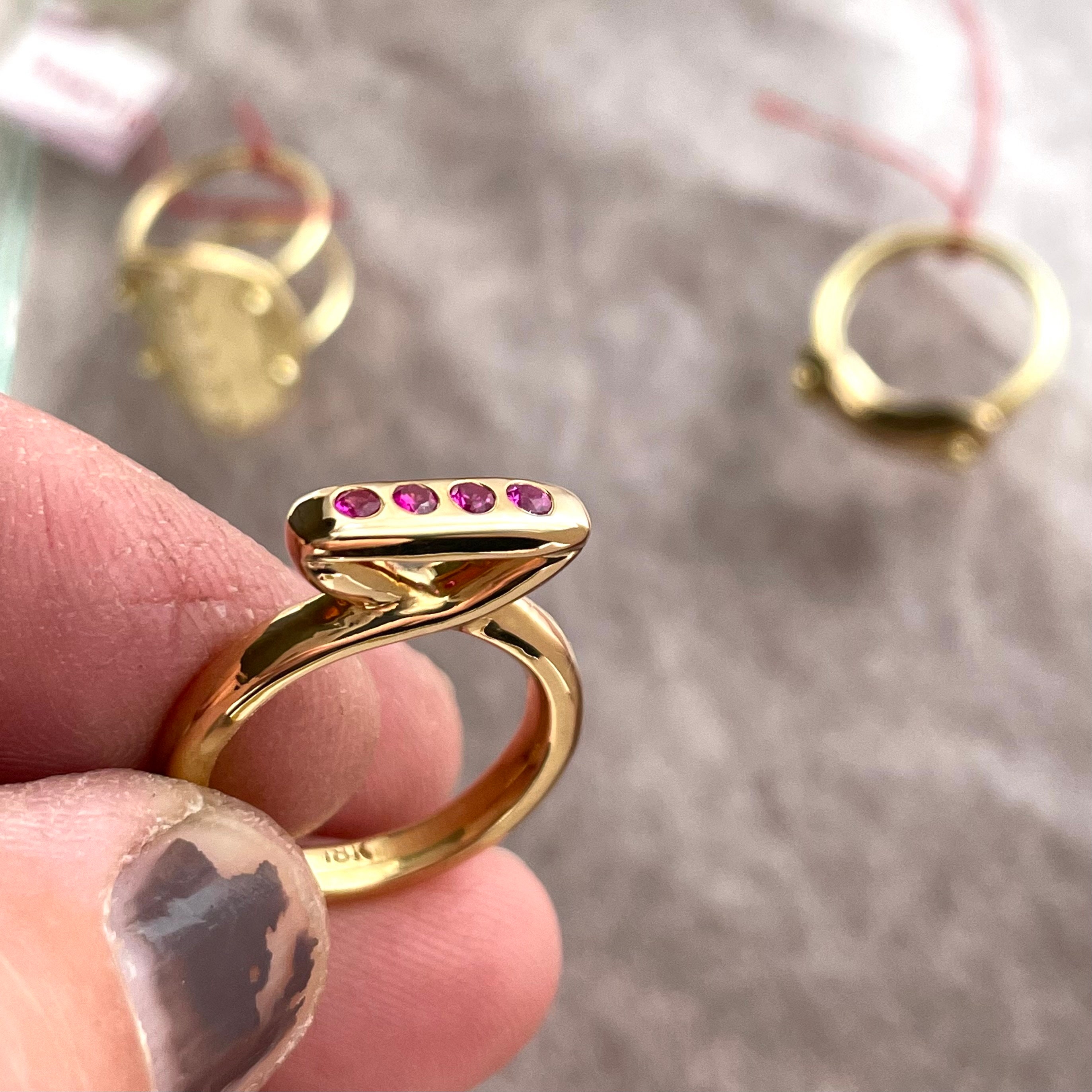Bar Tower Gem Rings - Architectural Cocktail Ring - Two Styles - Rubies ...
