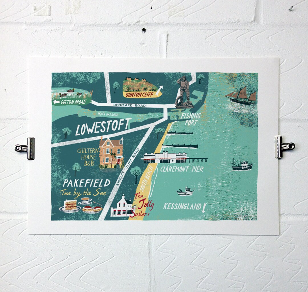Lowestoft Illustrated Map - Etsy