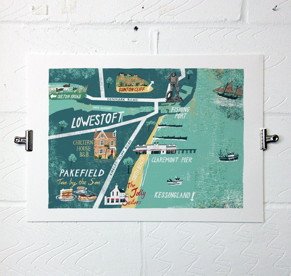 Lowestoft Illustrated Map - Etsy