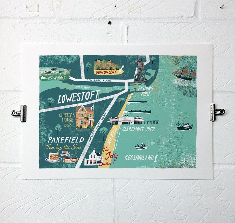 Lowestoft Illustrated Map - Etsy