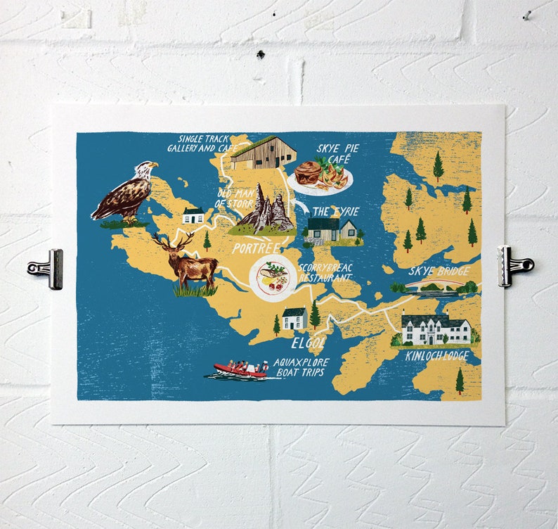 Isle of Skye Illustrated Map A3 Print by Illustrator Tom Jay - Etsy