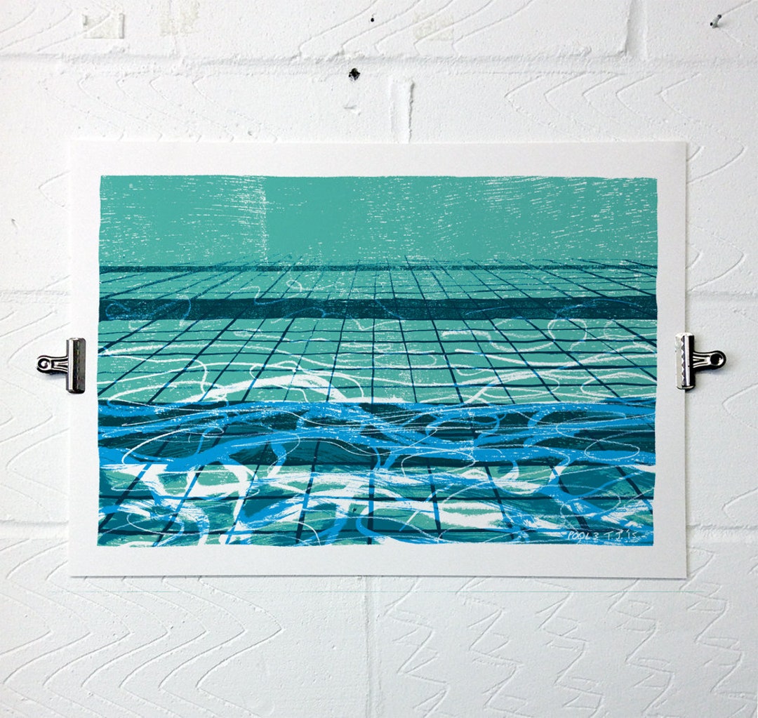 Pool 3 A3 Print by Illustrator Tom Jay. Underwater Swimming Pool ...