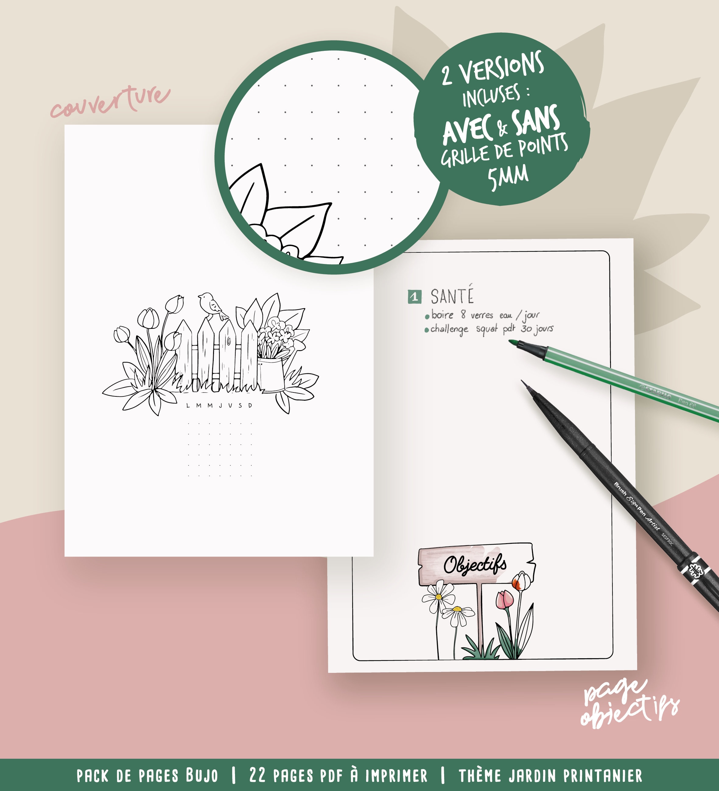 Pages illustrées imprimables en français sur le jardin au printemps, à ...