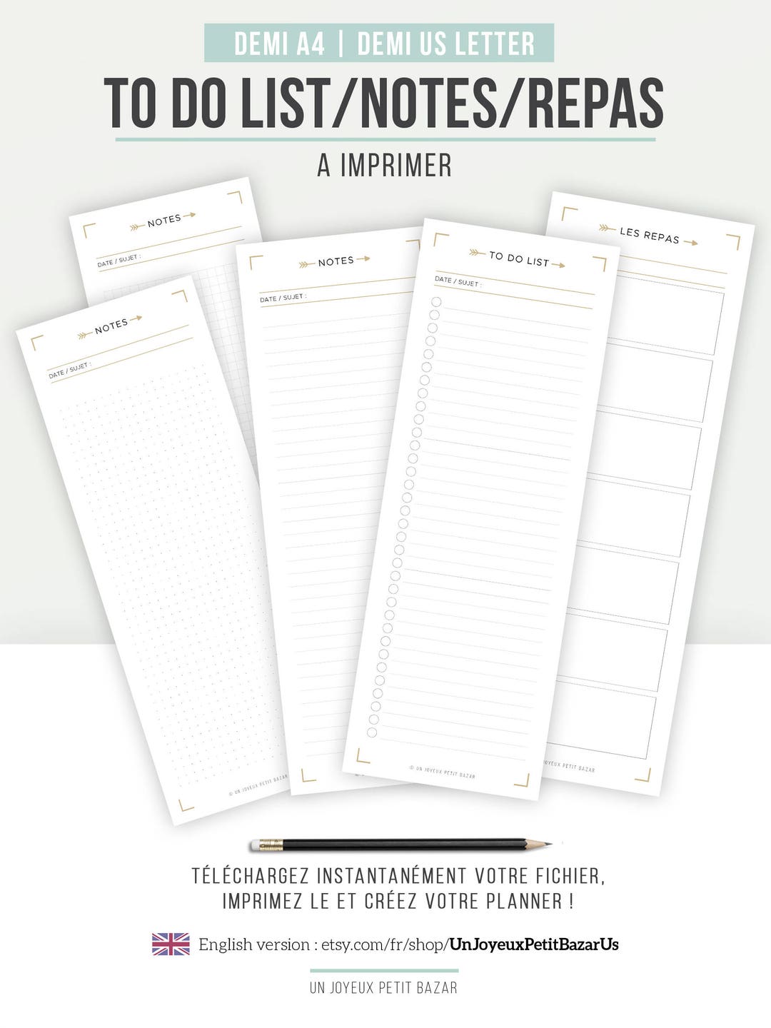 Pages de bloc-note à imprimer avec to do list, planning menus et notes ...