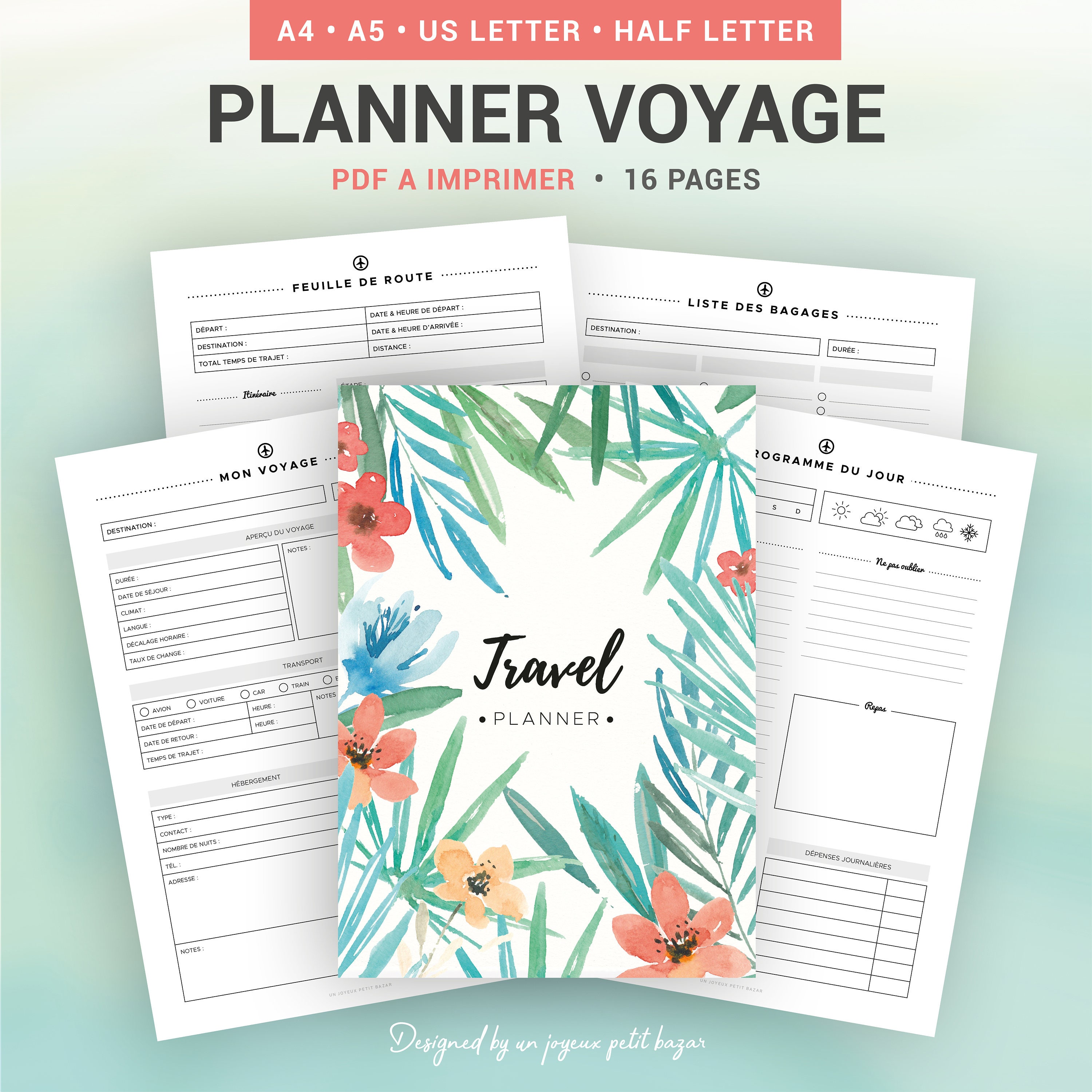 Planner voyage à imprimer pour organiser les séjours et les plannings ...