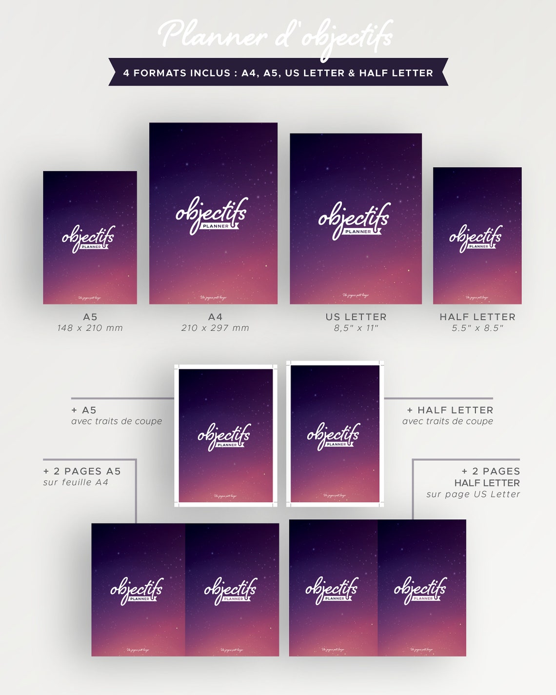 PLANNER DES OBJECTIFS à imprimer, liste des objectifs, plan d'action ...