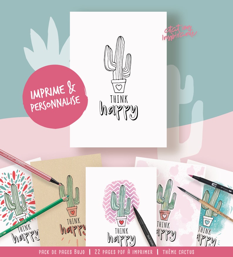 Printable Illustrated Pages in French on the Theme of Cacti to Color ...