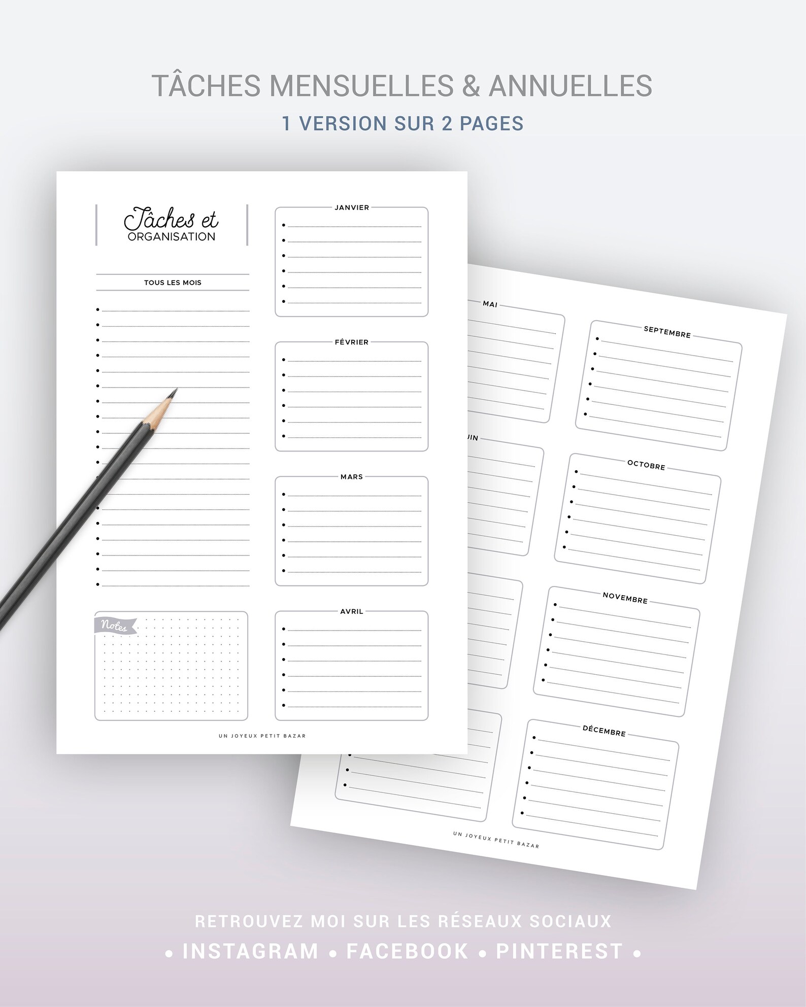 Planner de tâches ménagères à imprimer pour planifier le temps de ...