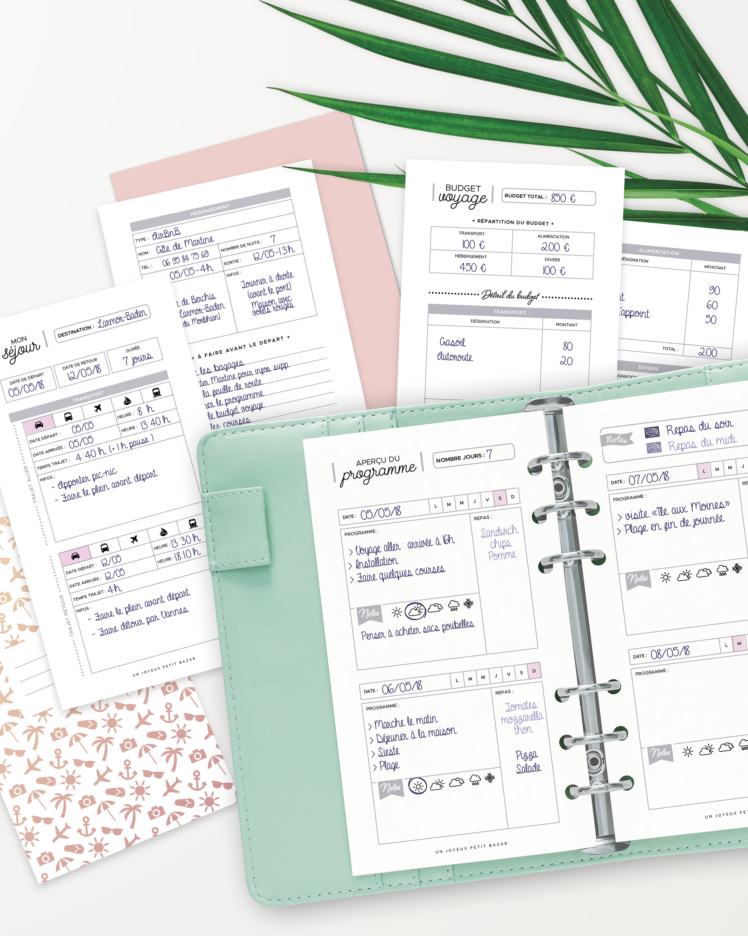 Planner carnet de voyage à imprimer pour organiser les séjours et les ...