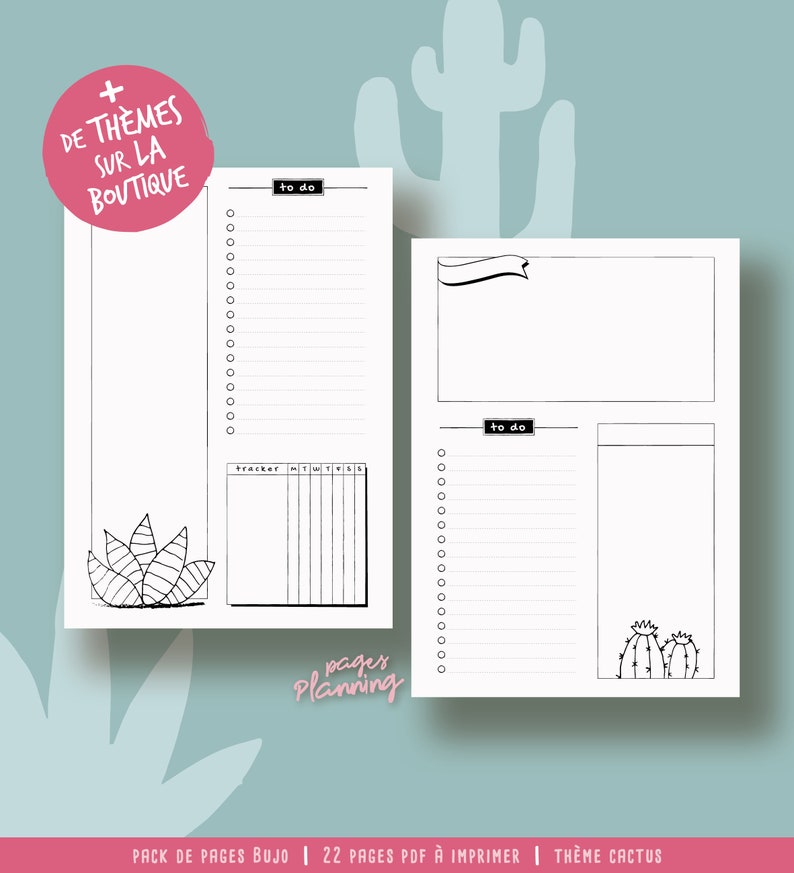 Printable Illustrated Pages in French on the Theme of Cacti to - Etsy