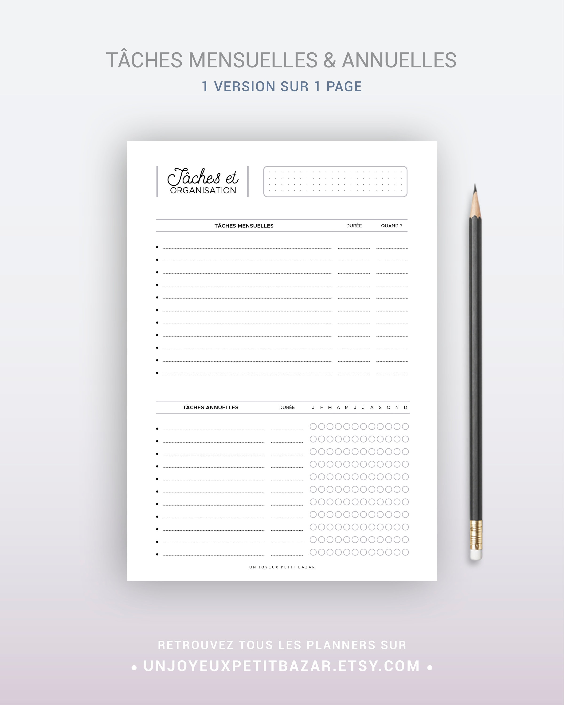 Planner de tâches ménagères à imprimer pour planifier le temps de ...