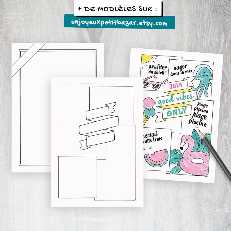 Illustrated Pages to Print and Customize, 9 Blank or Dotted Templates ...