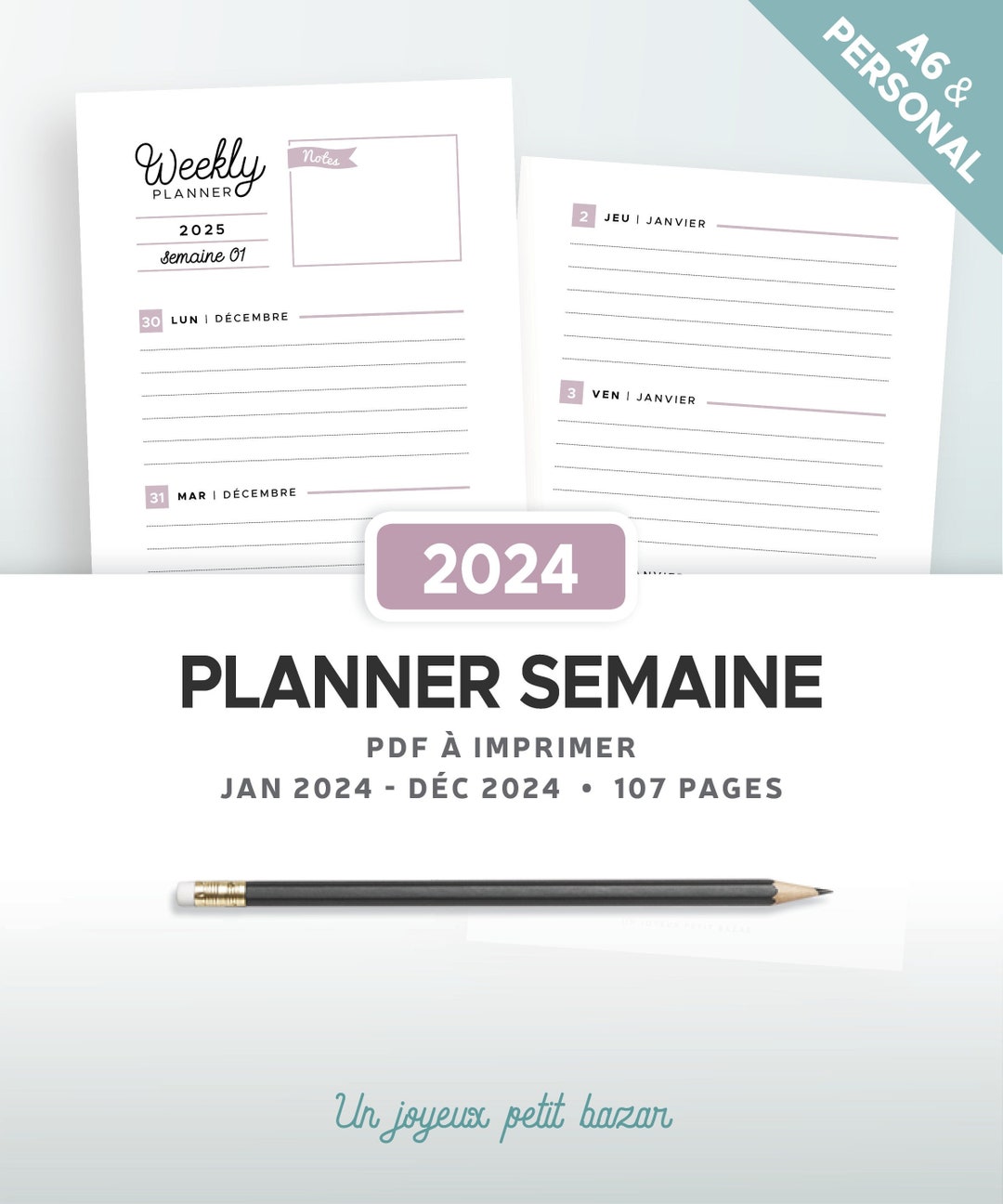 2024 Weekly Planner to Print in French, Weekly Planner Refill in ...