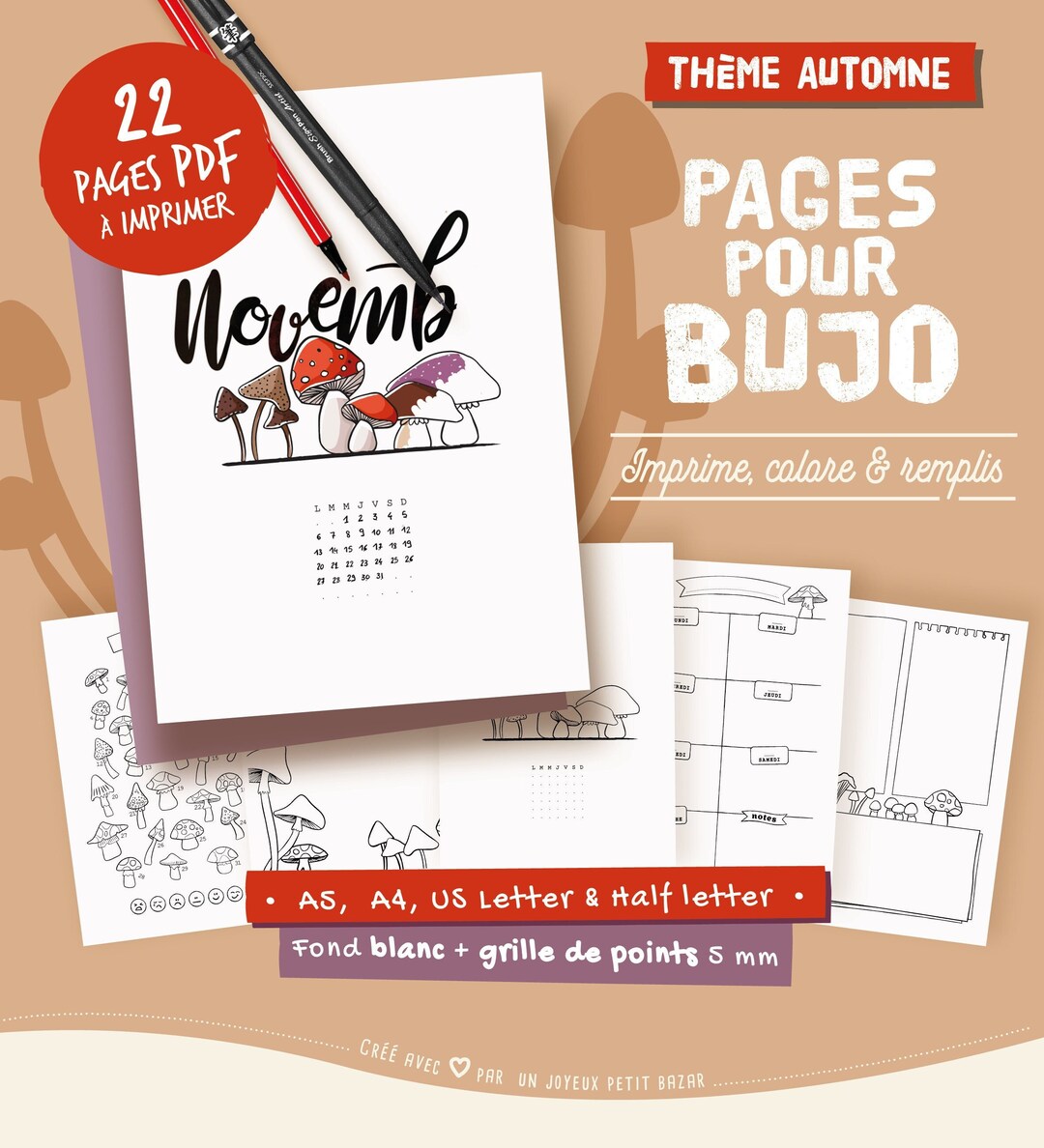 Printable Illustrated Pages in French on Autumn, Coloring, Perpetual ...
