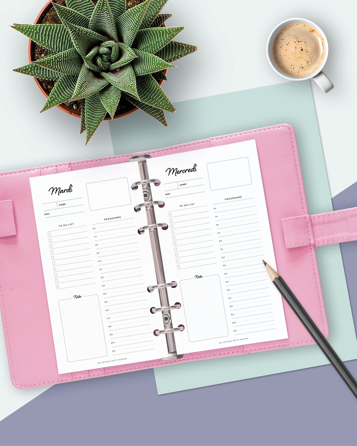 Planning journalier à imprimer pour recharge planner et agenda au ...