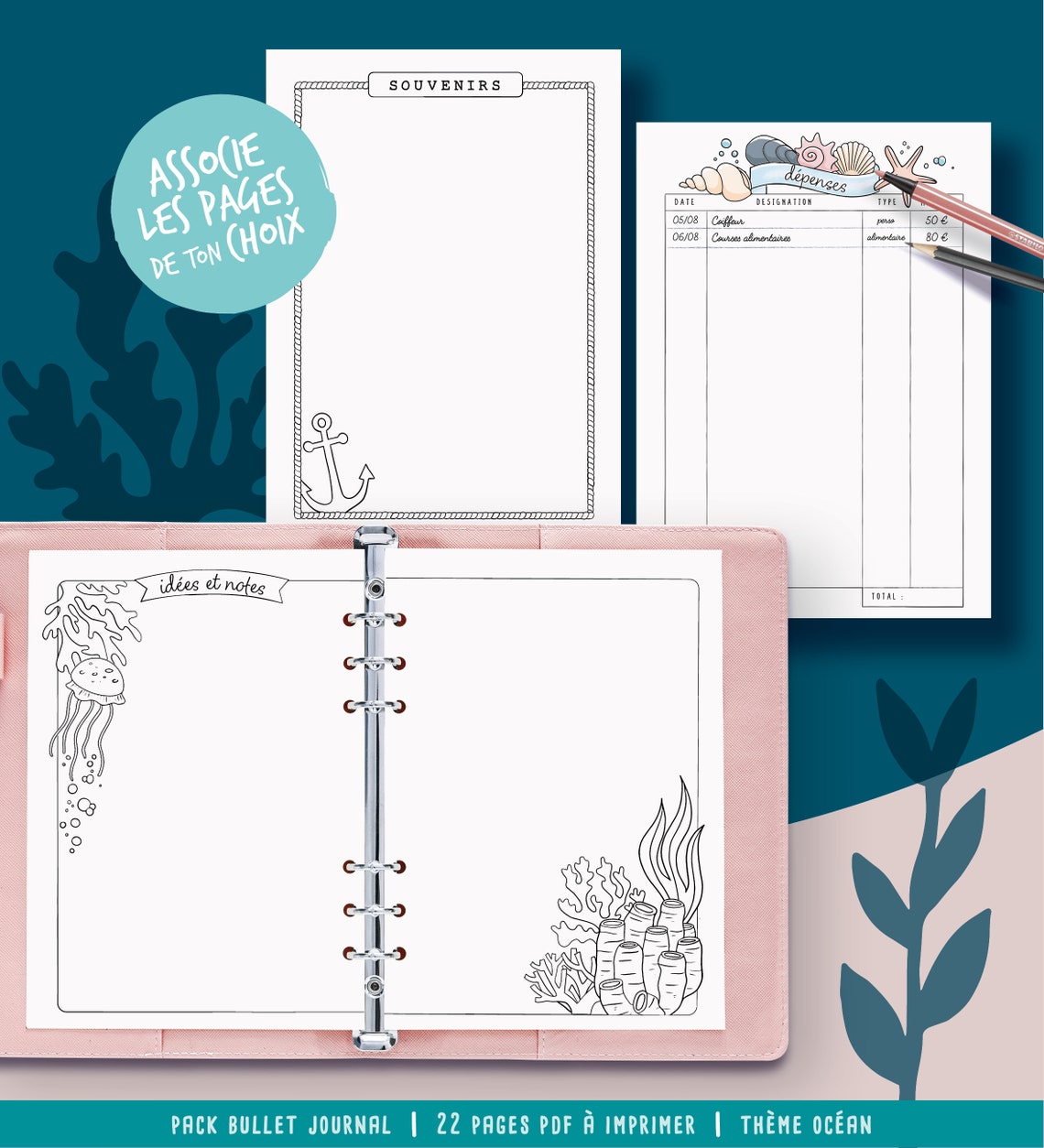 Bullet journal imprimable en français sur le thème mer et - Etsy Canada