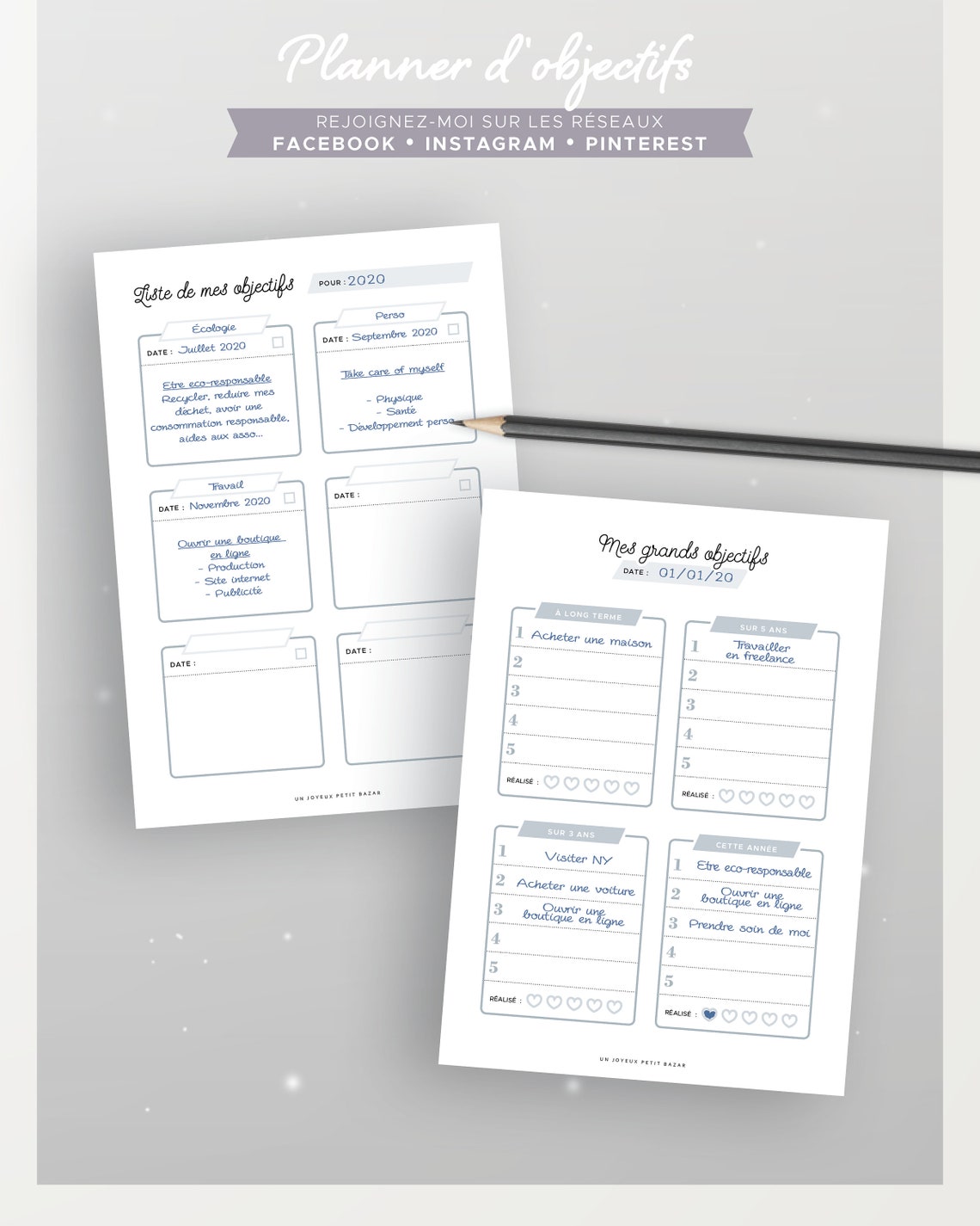 PLANNER DES OBJECTIFS à imprimer, liste des objectifs, plan d'action ...