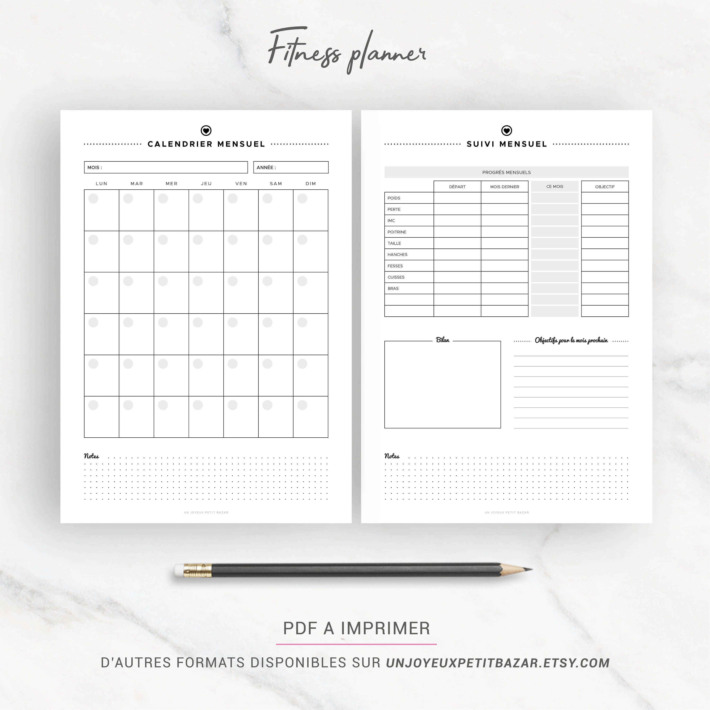 Planner fitness à imprimer pour le suivi de régime perte de poids ...