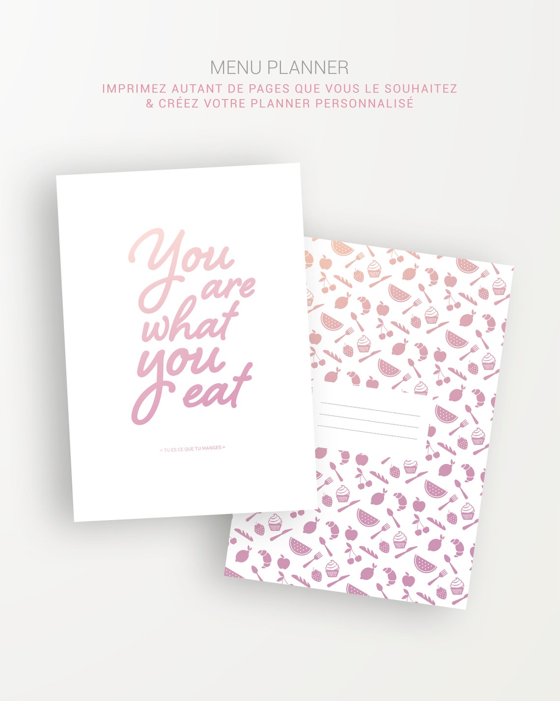 Planner menu imprimable pour gérer les planning repas, la liste courses ...