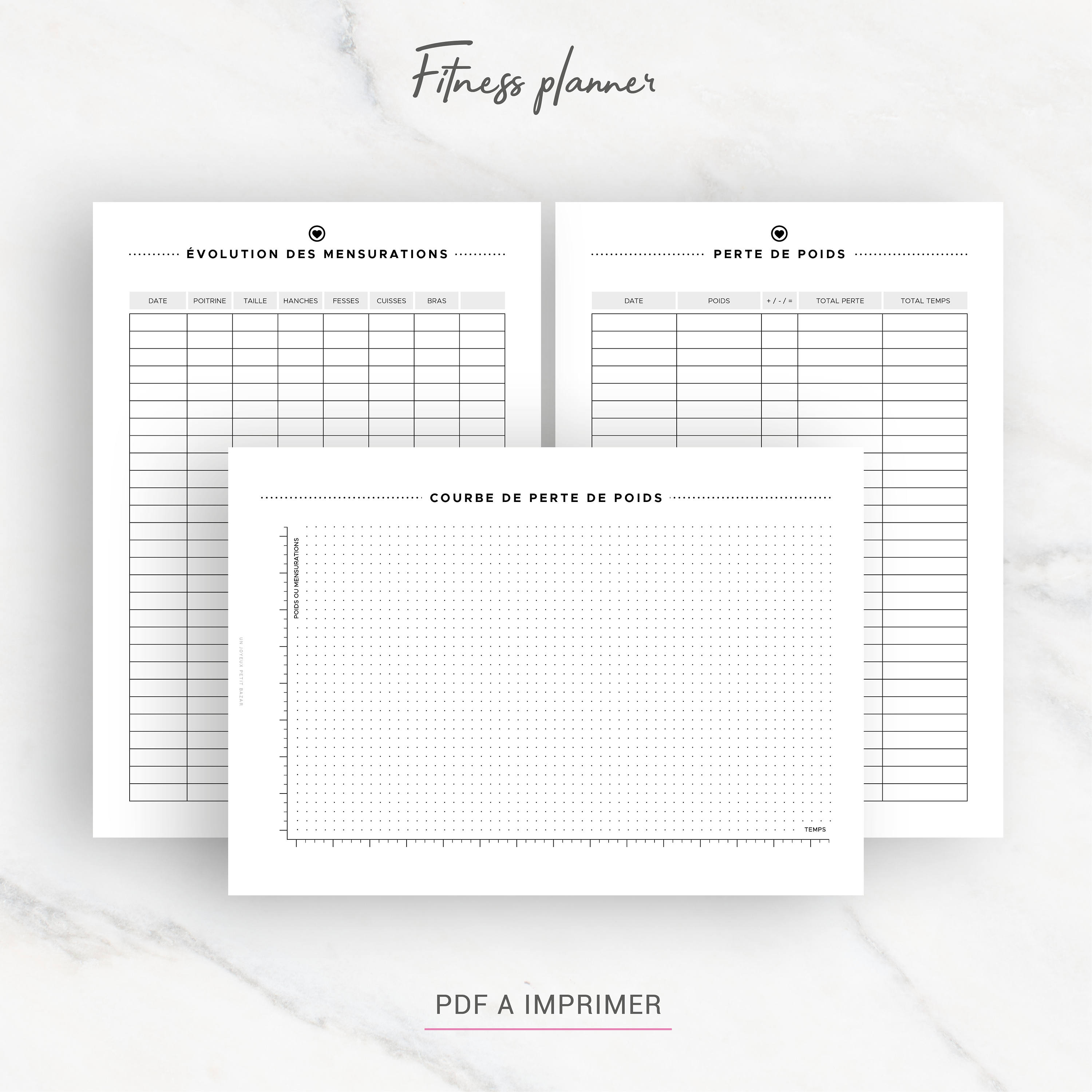 Planner fitness à imprimer pour le suivi de régime perte de poids ...