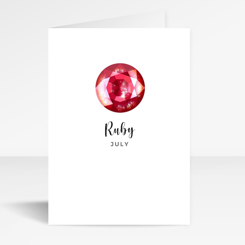 July Ruby Luxe Birthstone Birthday Greetings Card | A6 Crystal Birthday ...