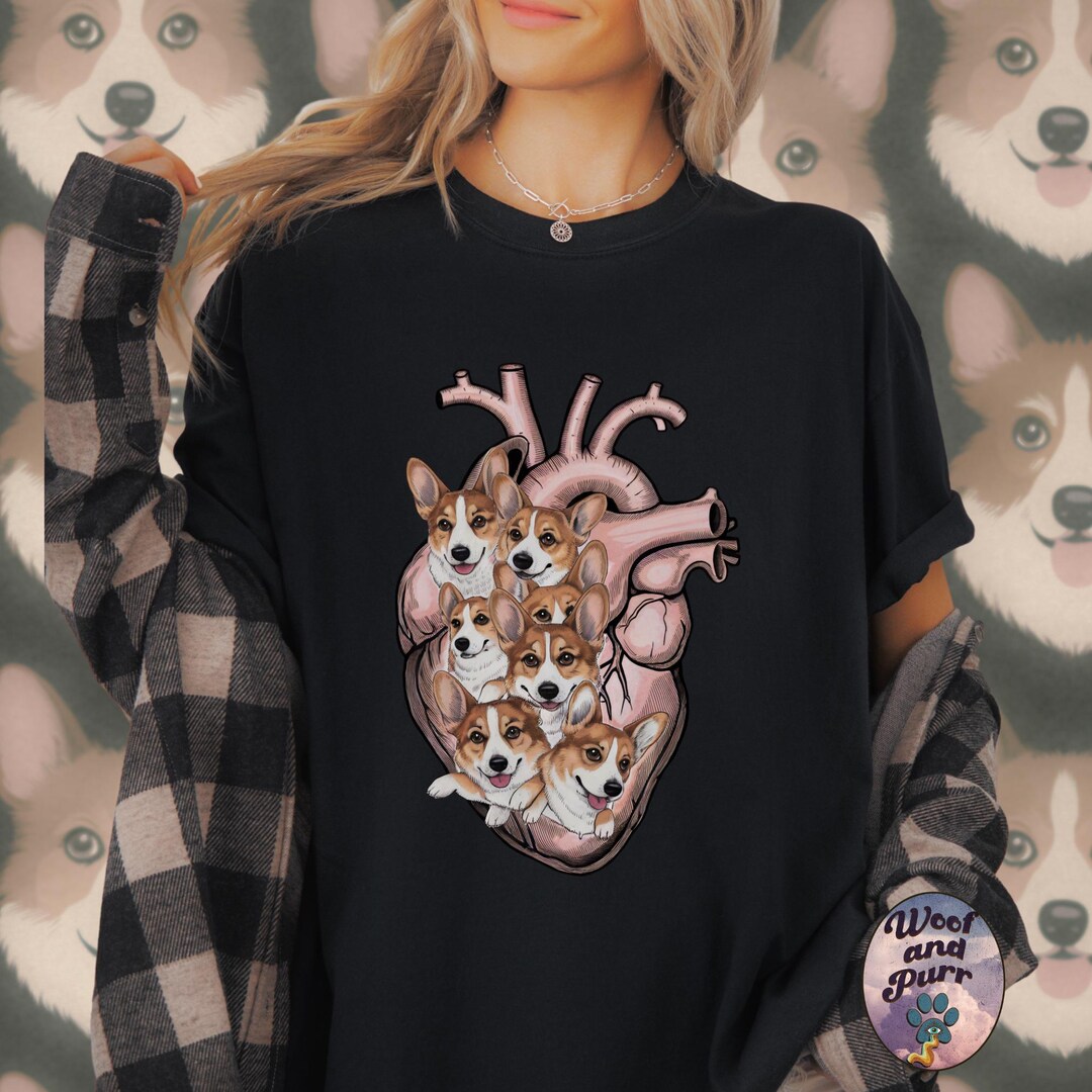 Unique Corgi Shirt, Corgi Heart Shirt, Witchy Goth, Comfort Colors ...