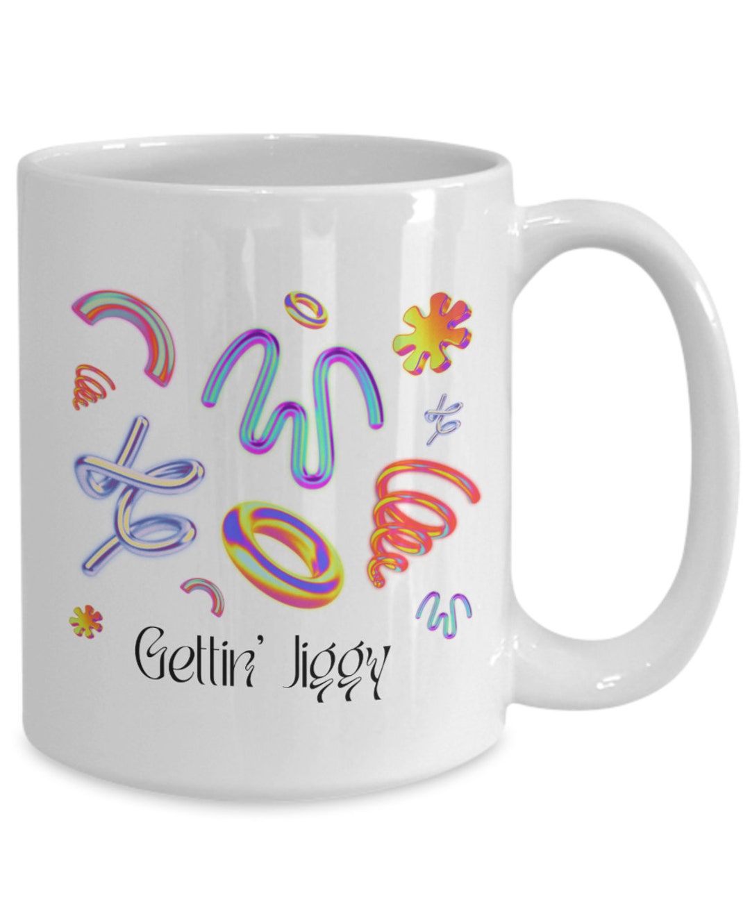 Gettin' Giggy Pastel Rainbow Neon Squiggles Mug - Etsy