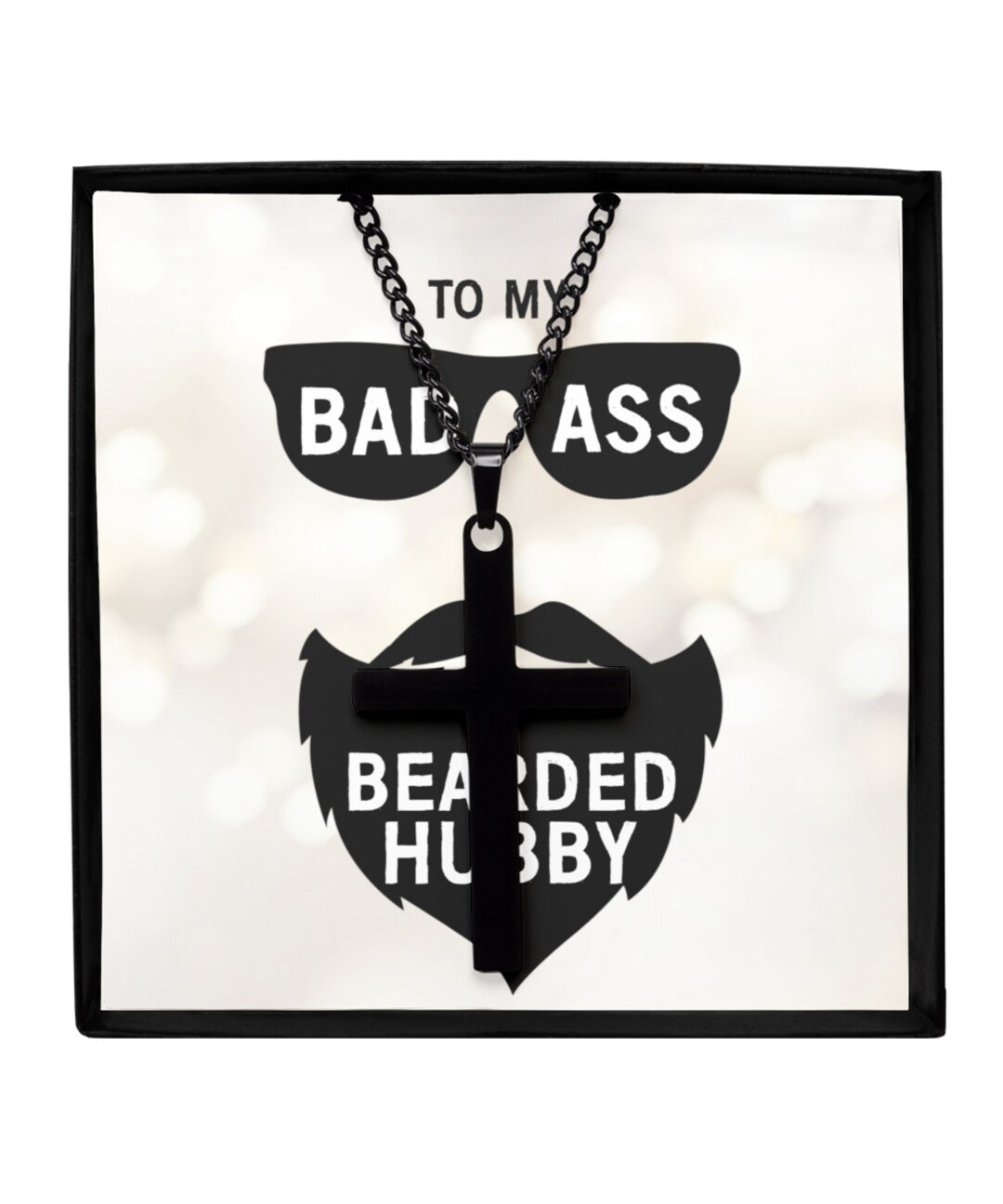 Bad Ass, Bearded Hubby, From Wife Cross Necklace - Etsy