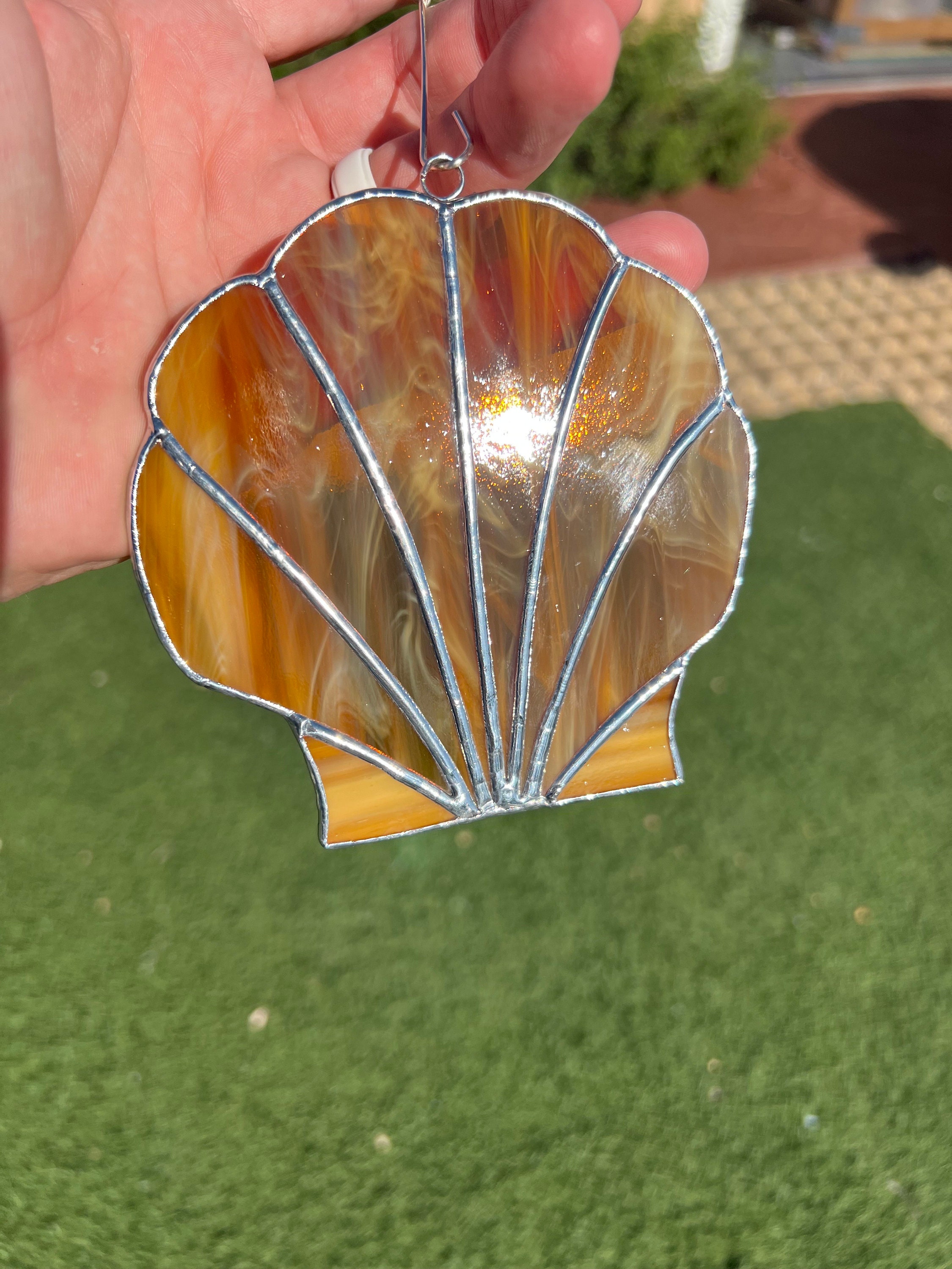 Sea Shell Hand Made Stained Glass Sun Catcher Window Decoration - Etsy
