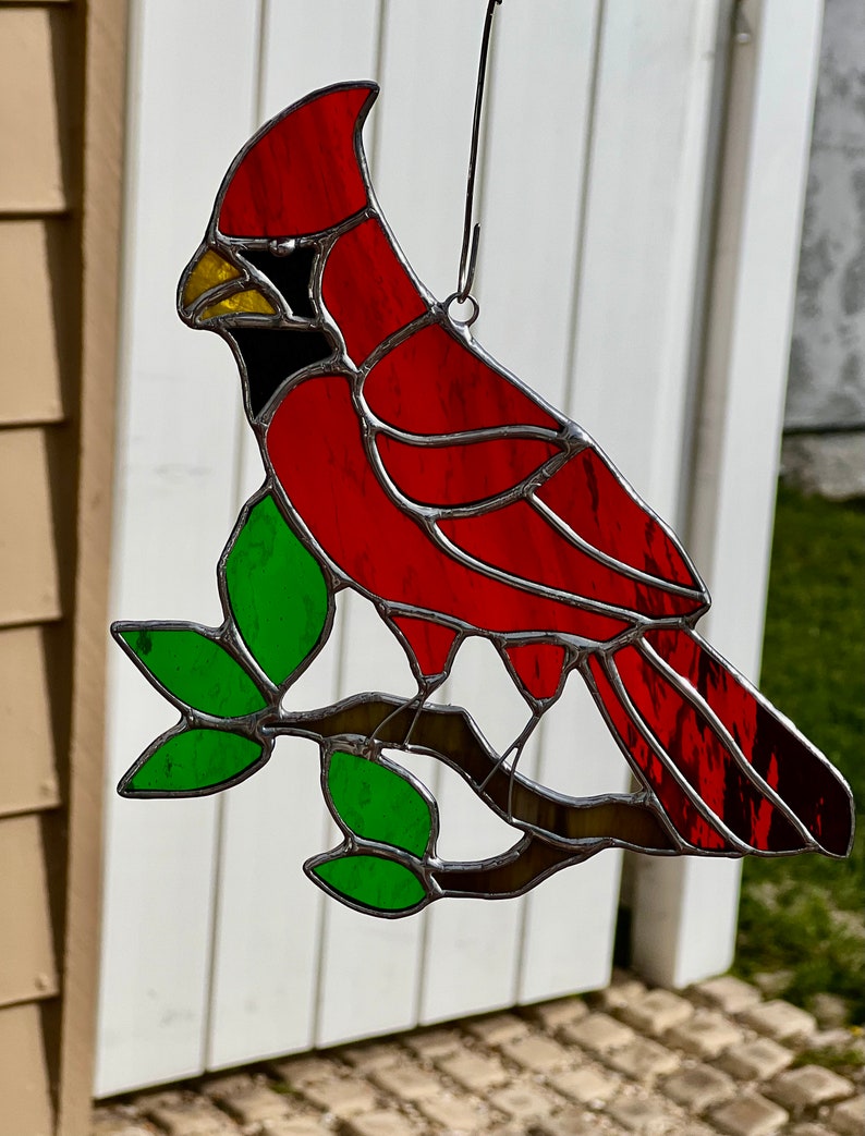 Cardinal Hand Made Stained Glass Sun Catcher Window Decoration - Etsy