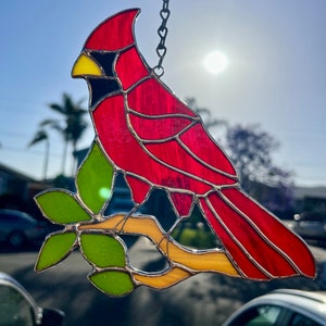 Cardinal Hand Made Stained Glass Sun Catcher Window Decoration - Etsy