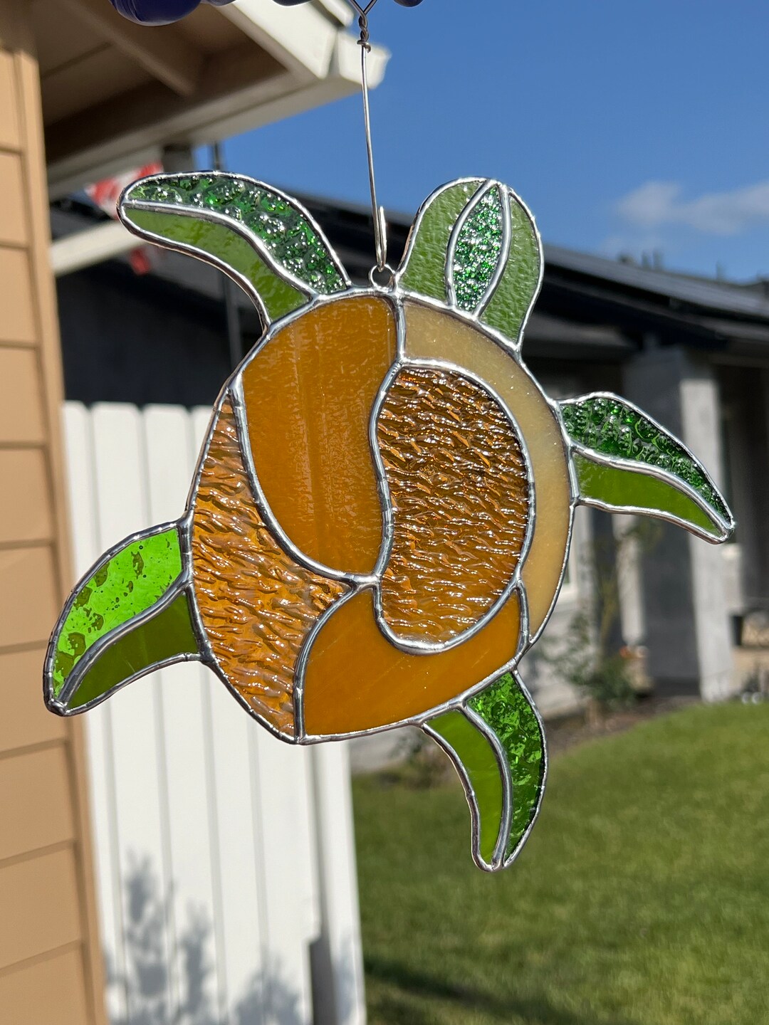 Hand Made Stained Glass Sea Turtle Sun Catcher Window Decoration - Etsy