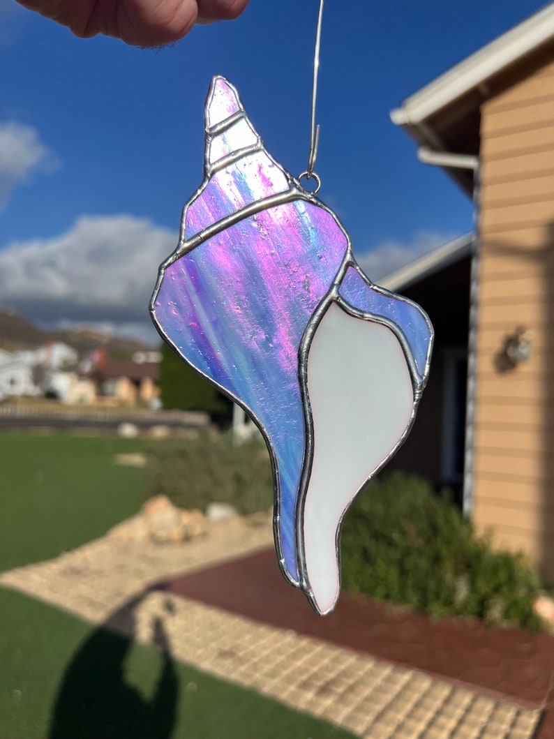 Conch Shell Hand Made Stained Glass Sun Catcher Window Decoration - Etsy