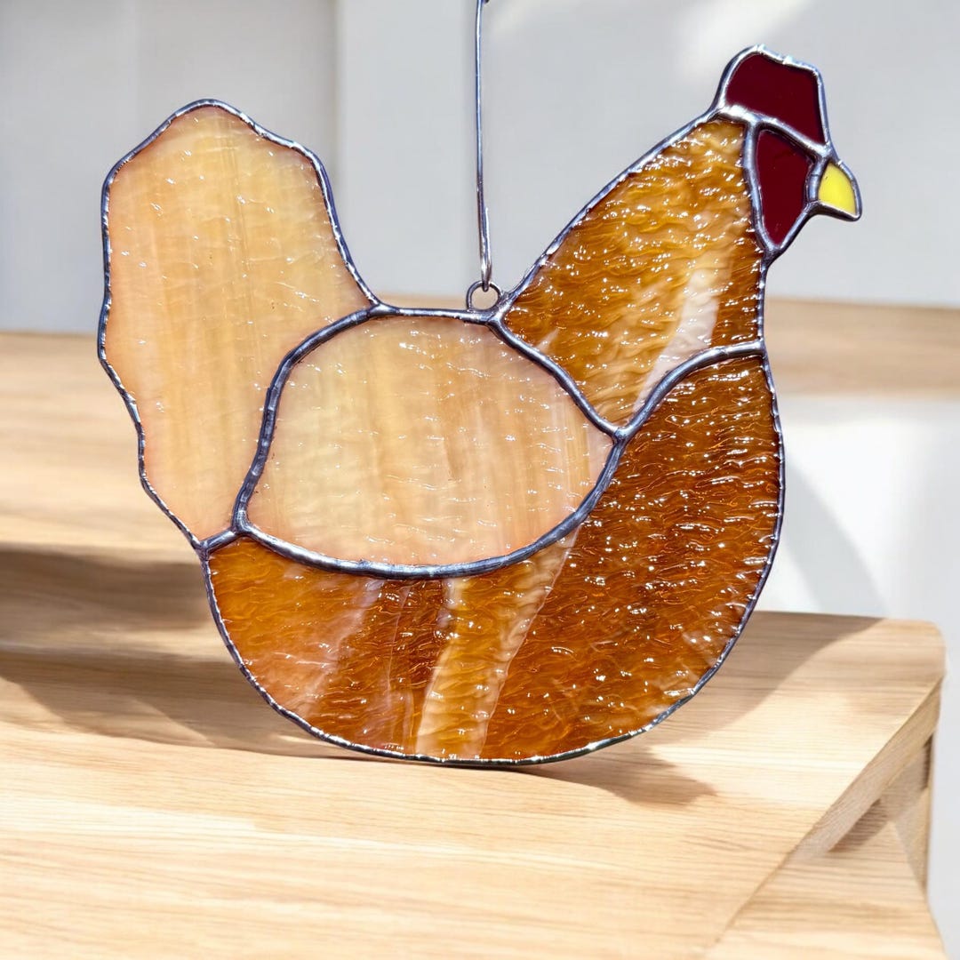 Chicken Suncatcher Handmade Window Decoration Stained Glass Country ...