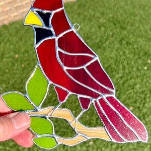 Cardinal Hand Made Stained Glass Sun Catcher Window Decoration - Etsy