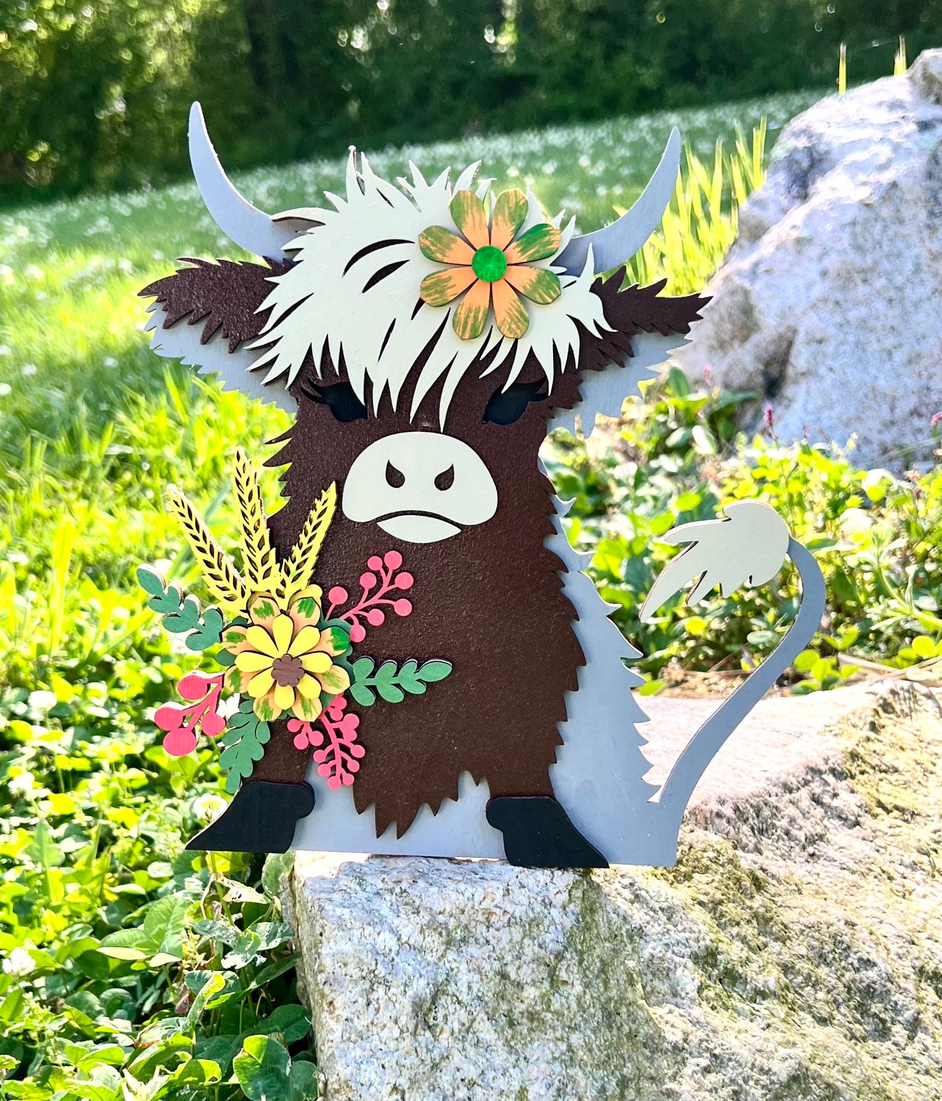Fall Season Wooden Highland Cow - Etsy