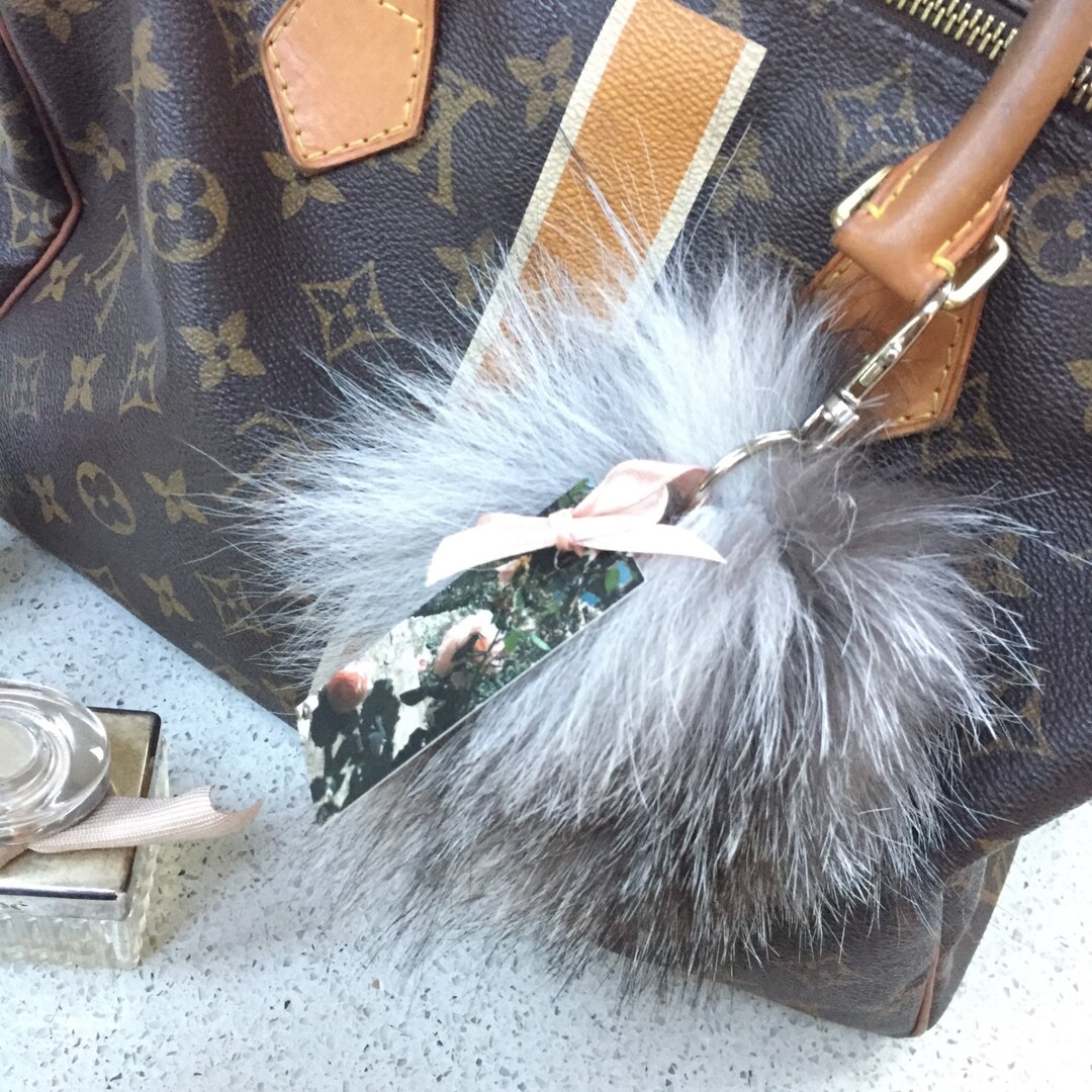 Natural Grey Fox Fur Bag Charm. - Etsy