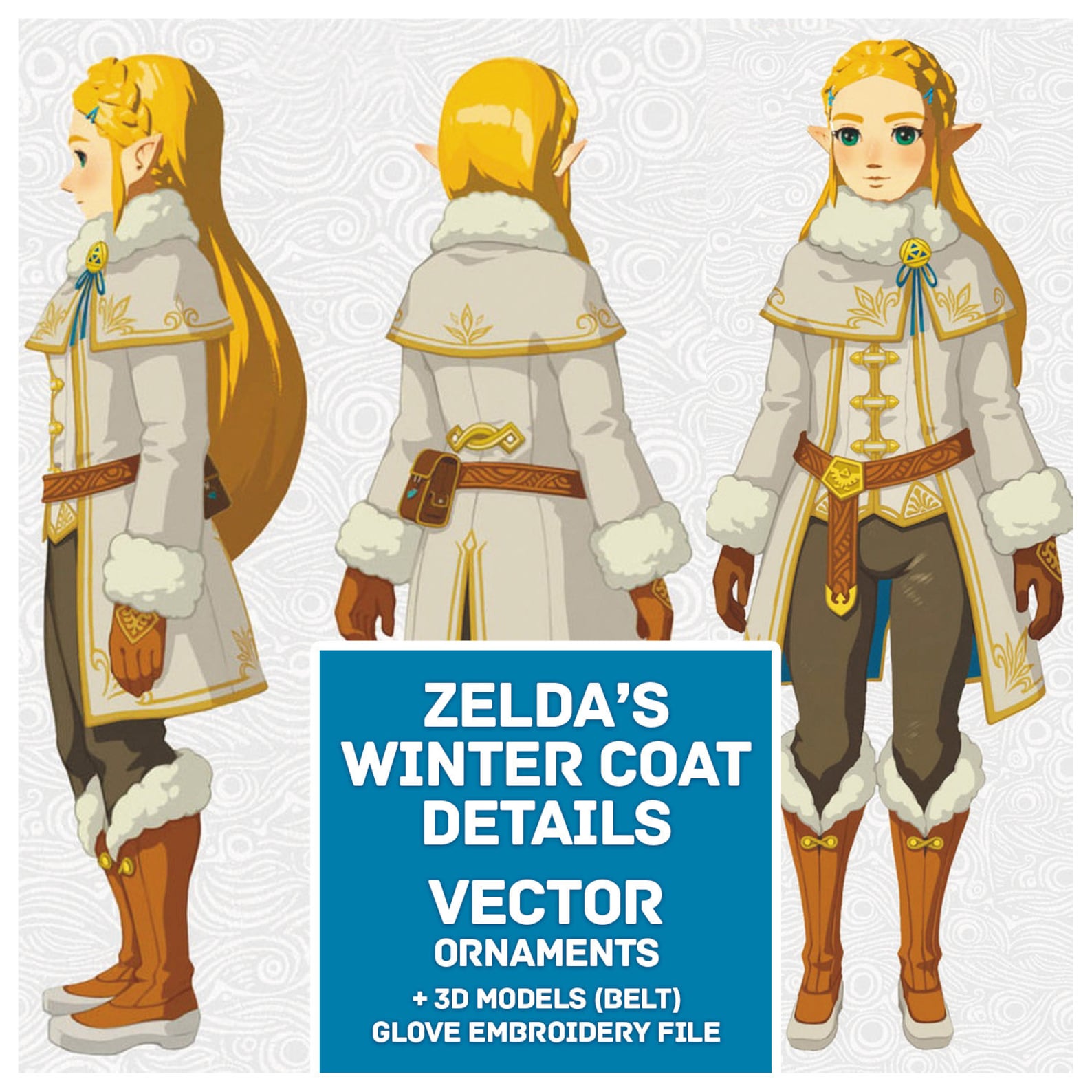 BOTW Inspired ZELDA Winter Coat Ornaments DIGITAL Blueprints | Etsy