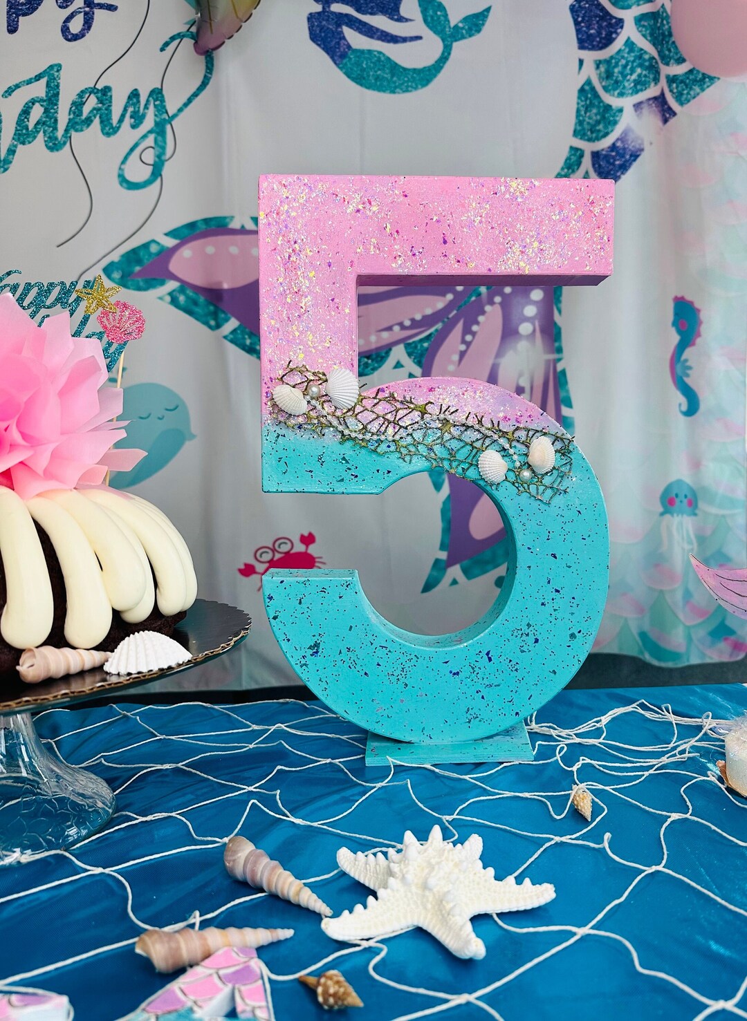Mermaid Theme 16” Numbers Mermaid Birthdays Baby Showers Party Decor ...