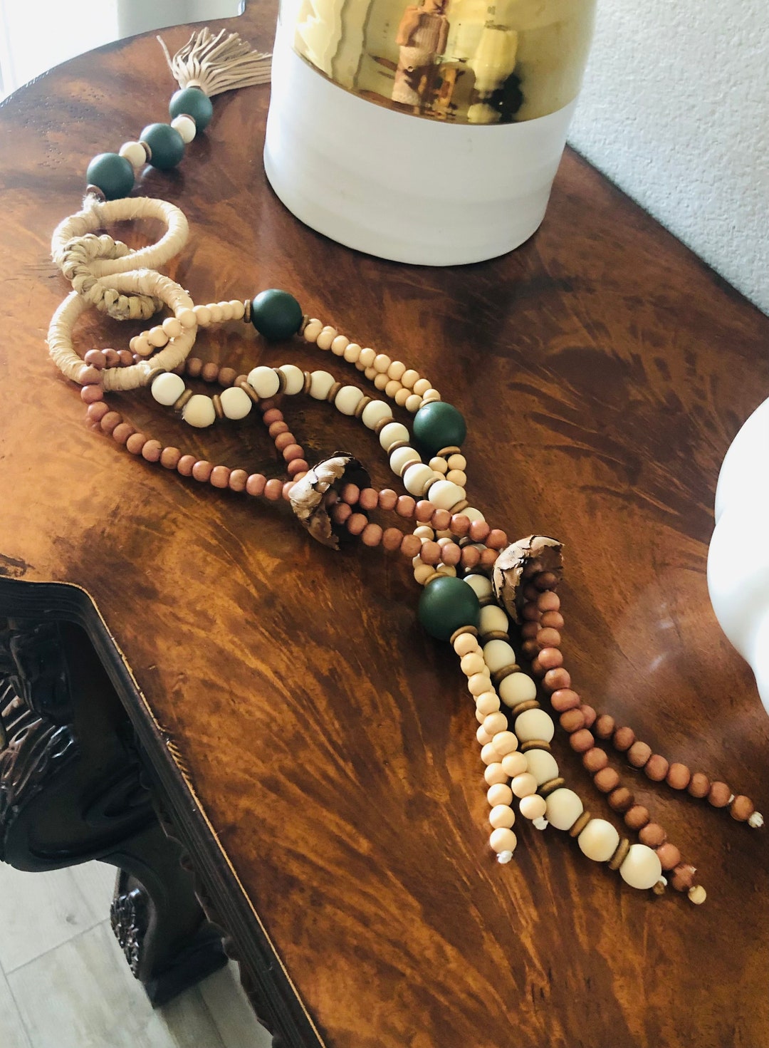 Decorative Wood Garland Home Jewelry Wood and Coconut Garland - Etsy