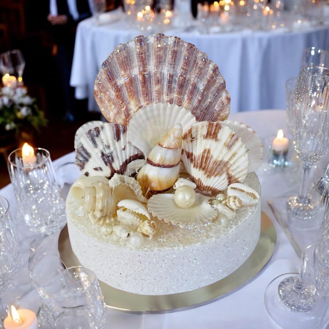 Sea Shells Cake Topper Wedding Cake Topper, Anniversaries, Beach Party ...